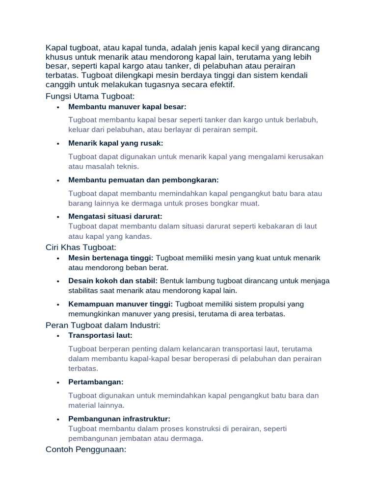 Fungsi dan Peran Kapal Tugboat | PDF