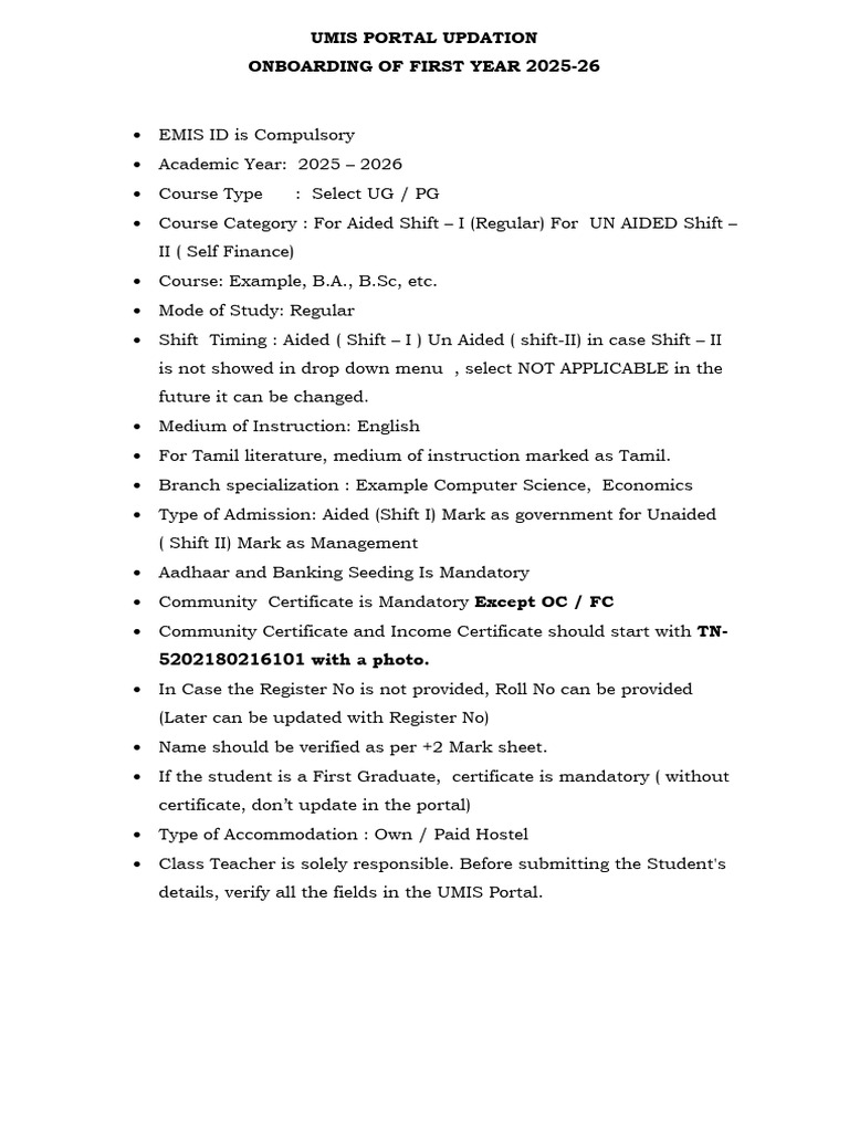 UMIS Filling Details | PDF