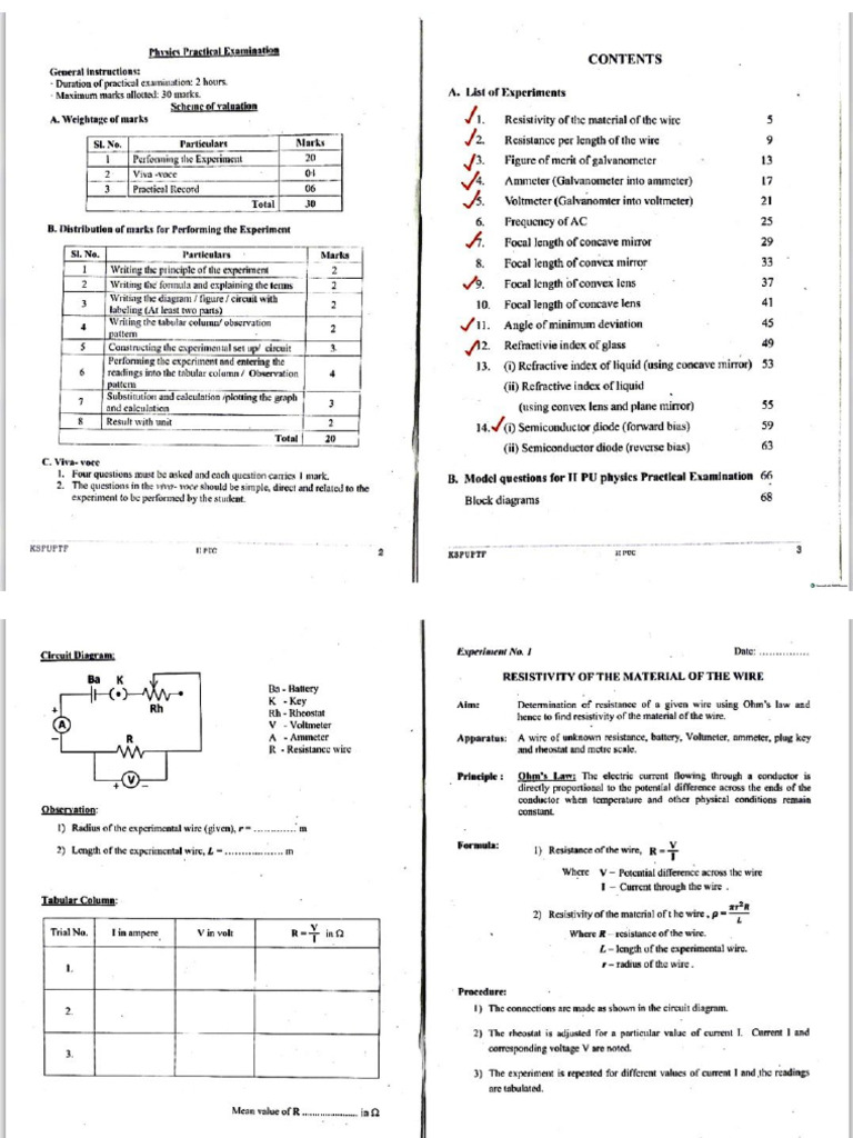 II PUC Physics Lab Expriments | PDF