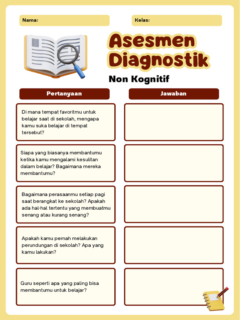Asesmen Diagnostik Non Kognitif Lembar Kerja Kuning Ilustratif | PDF