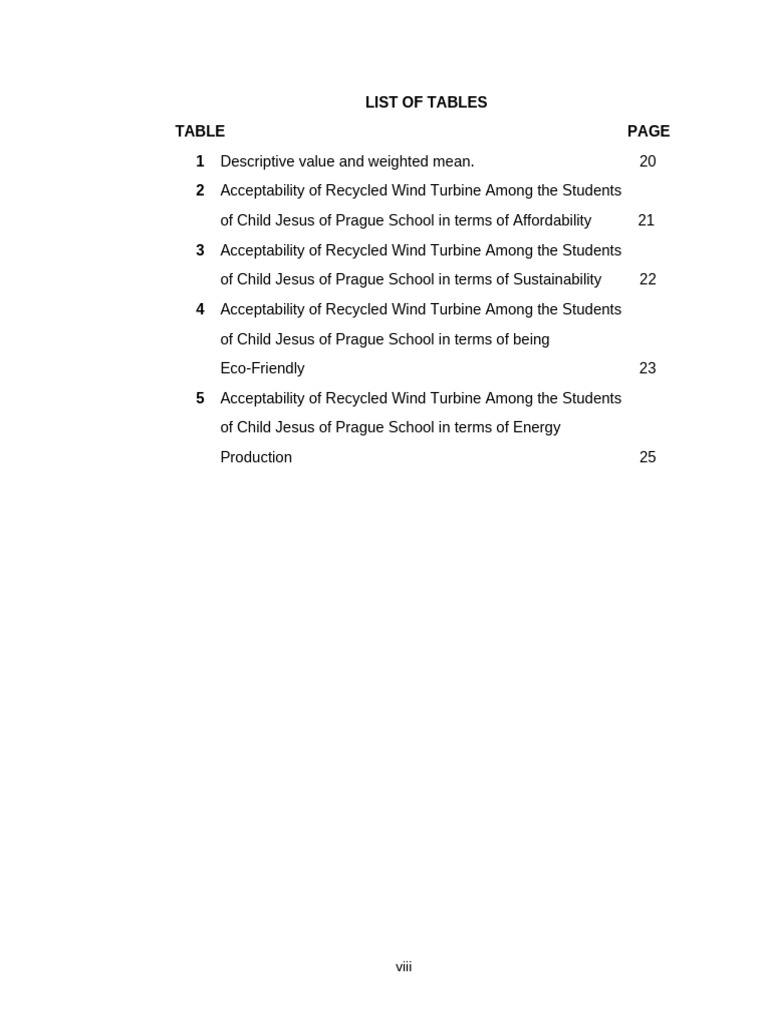 Viii Tables | PDF