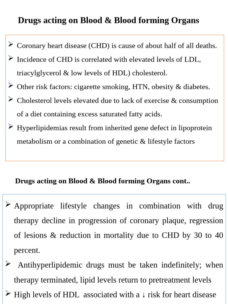 Drugs Acting On Blood & Blood Forming Organs | PDF | Cholesterol ...