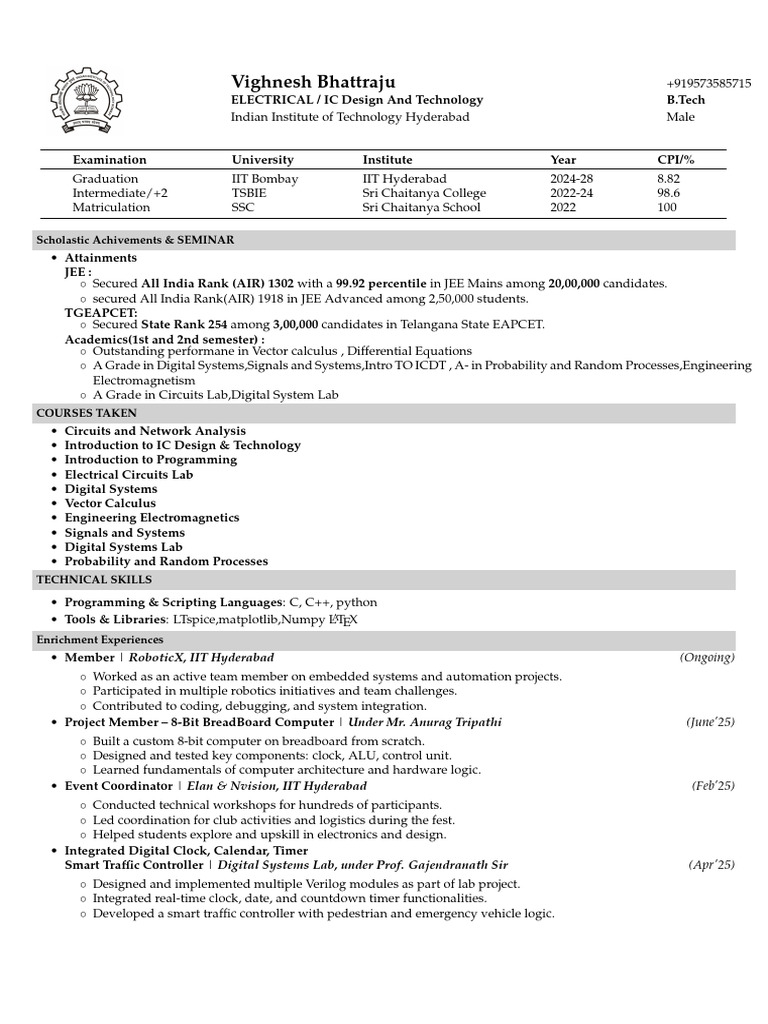 IIT Bombay Resume Template 2021 | PDF | Computer Programming | Computer Science