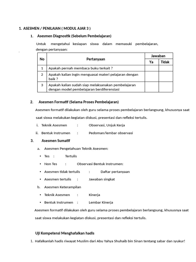 Asesmen Modul Ajar 3 | PDF