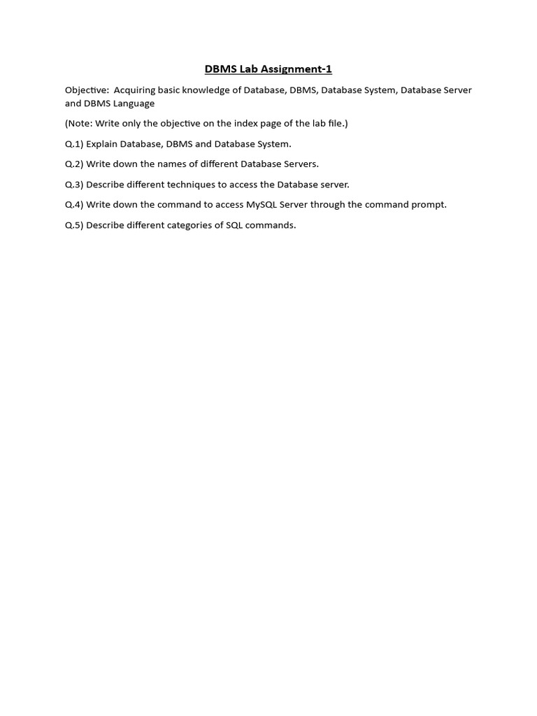DBMS Lab Assignment-1 | PDF