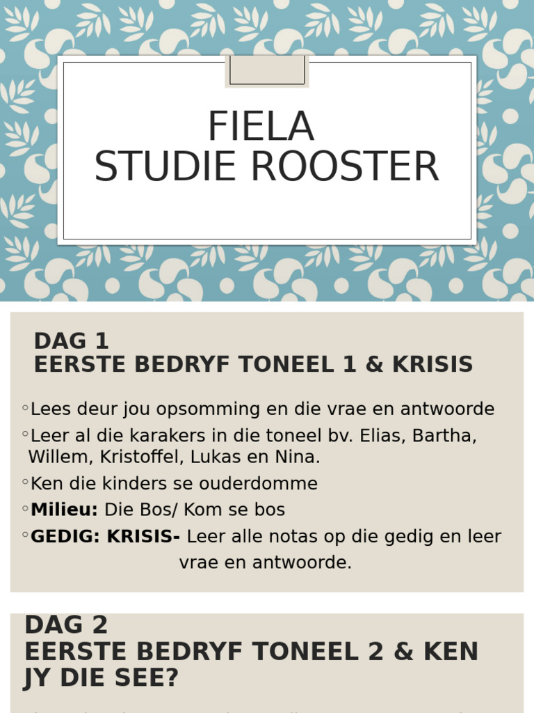 Studie Rooster Vir Junie | PDF