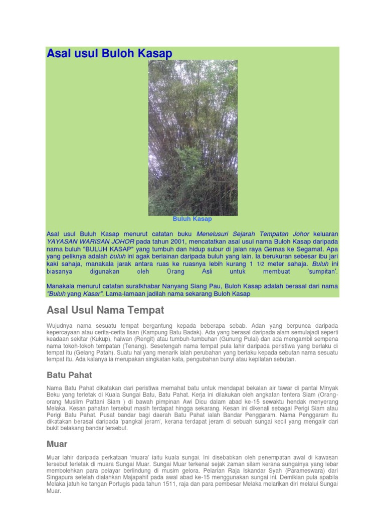 Asal Usul Buloh Kasap | PDF