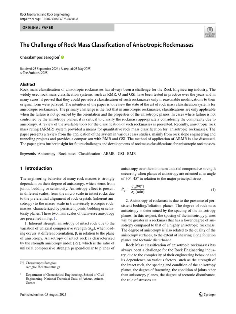 The Challenge of Rock Mass Classification of Anisotropic Rockmasses ...