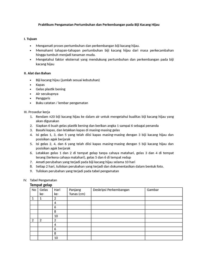 Praktikum Pengamatan Pertumbuhan dan Perkembangan pada Biji Kacang ...