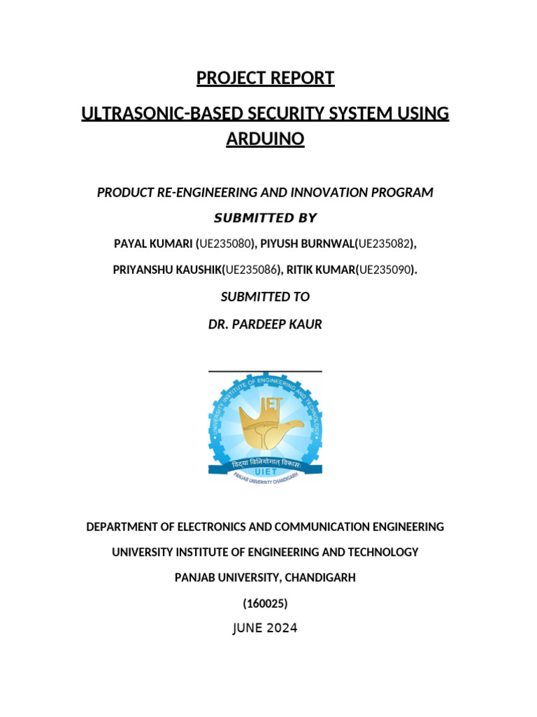 Ultrasonic Intrusion Detection System | PDF | Arduino | Light Emitting ...