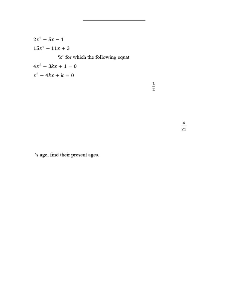 Quadratic Equations 1 | PDF