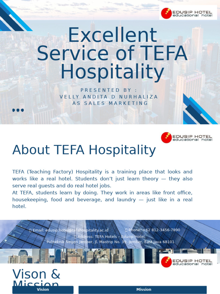 TEFA Hospitality: Real-World Training | PDF