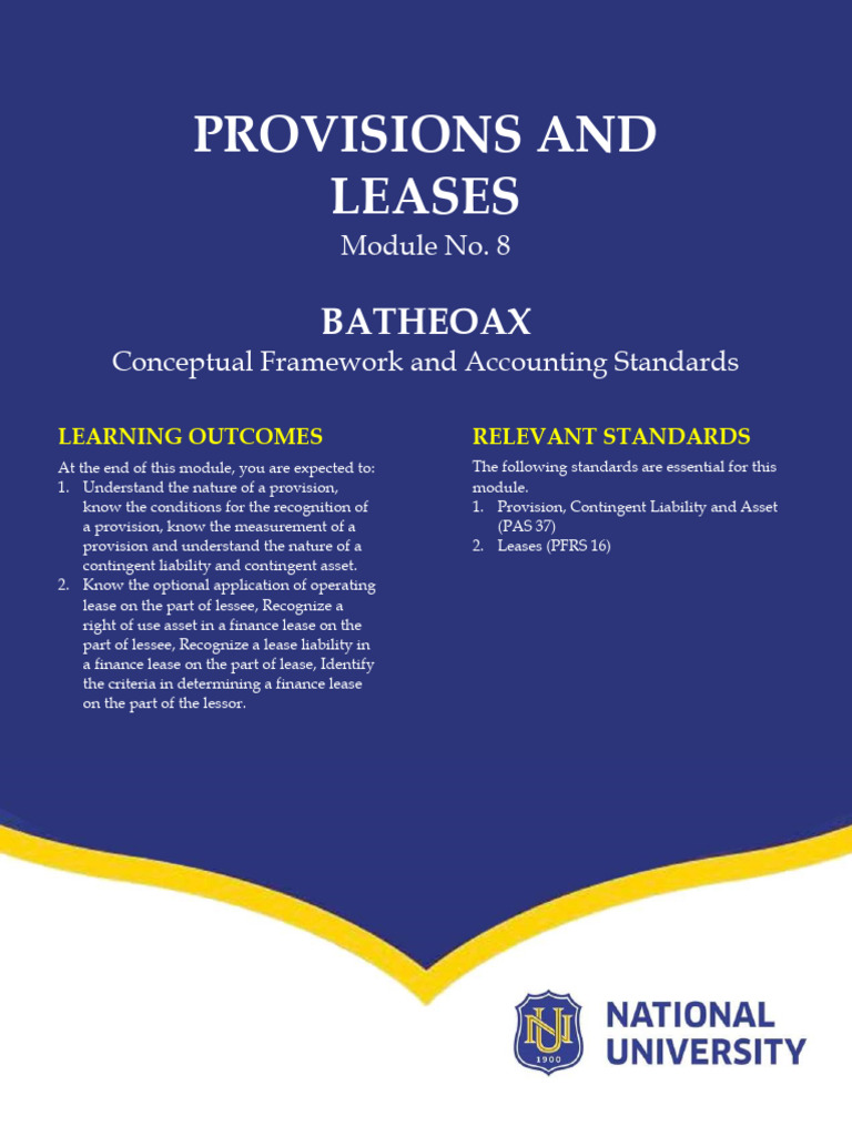 Provisions and Leases Overview | PDF | Lease | Money