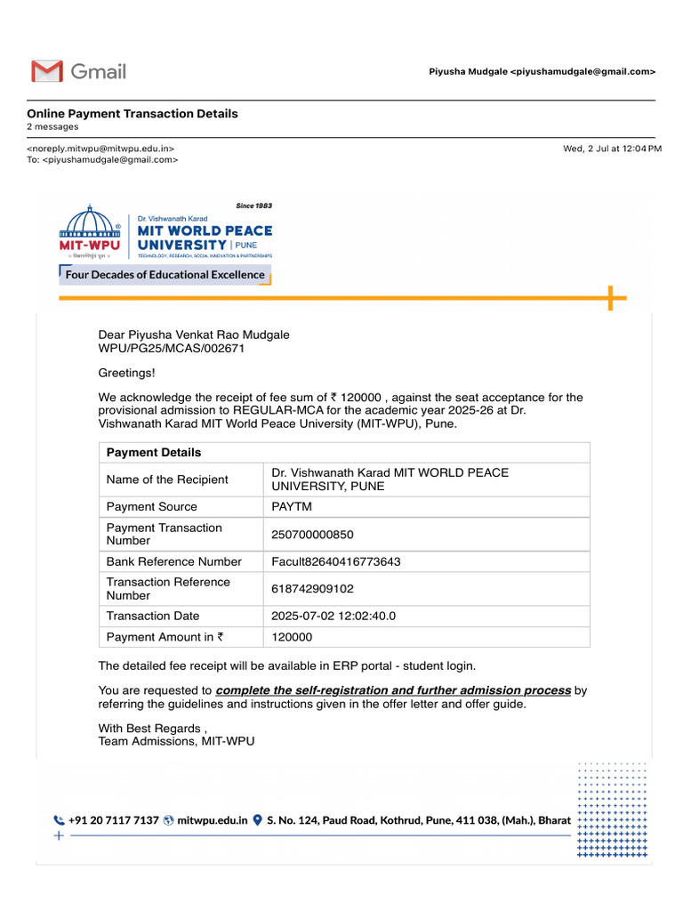 Online Payment Transaction Details | PDF