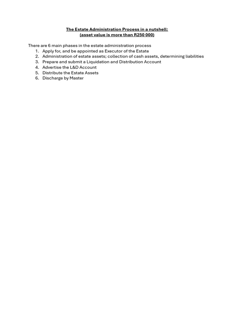 Estate Administration Process in A Nutshell | PDF | Taxes | Executor
