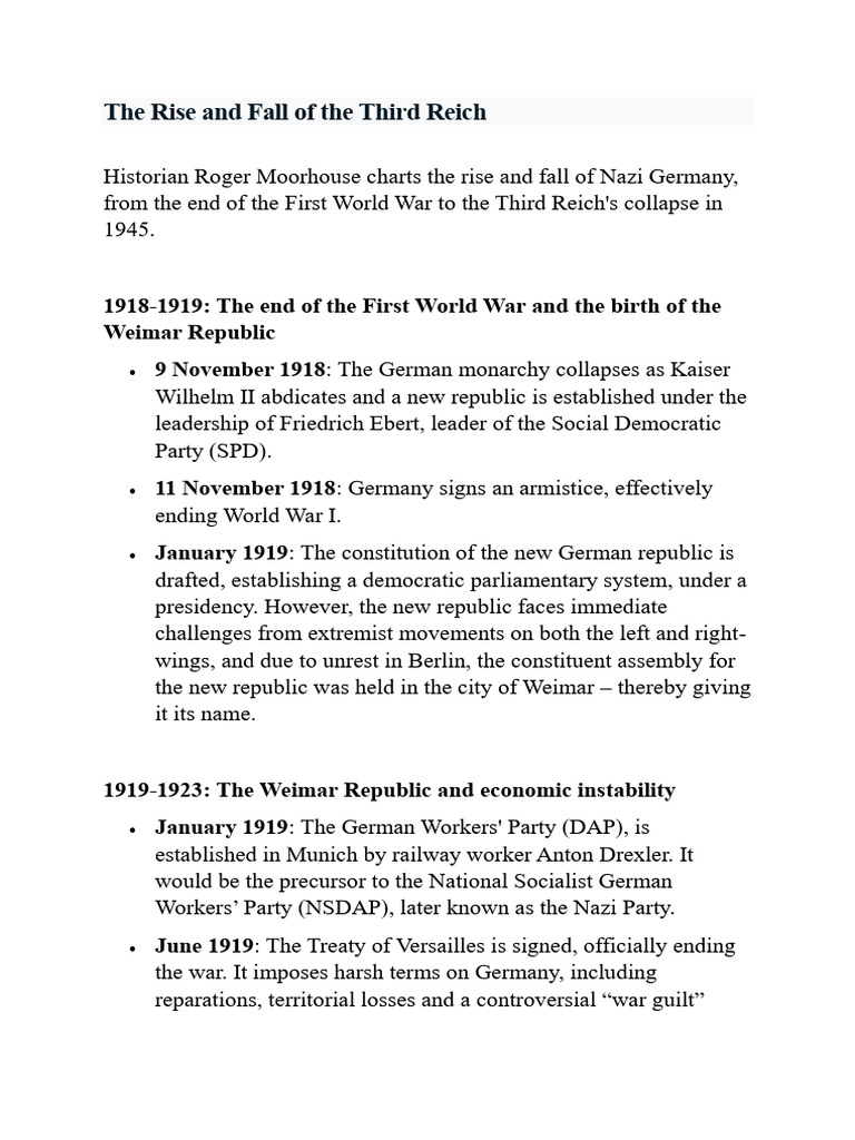 Rise and Fall of Nazi Germany Explained | PDF | Weimar Republic | Nazi ...