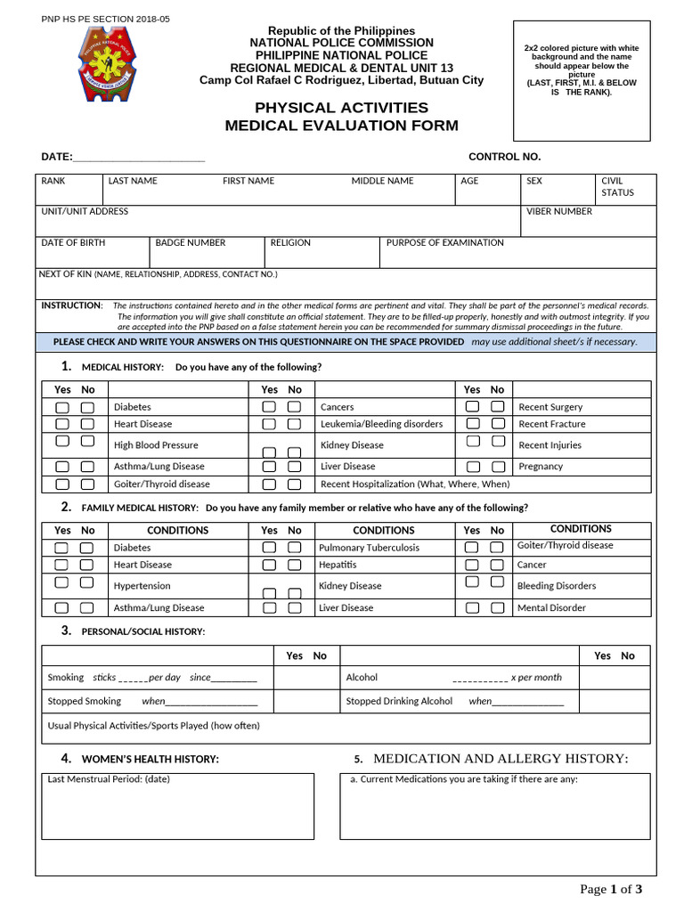 New PFT Pre Med Form | PDF | Body Mass Index | Obesity
