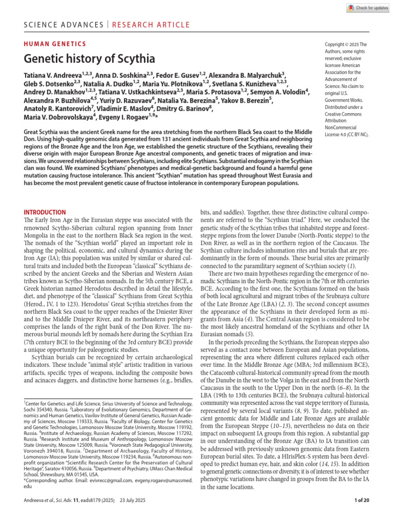Scythian Genetic History Unveiled | PDF