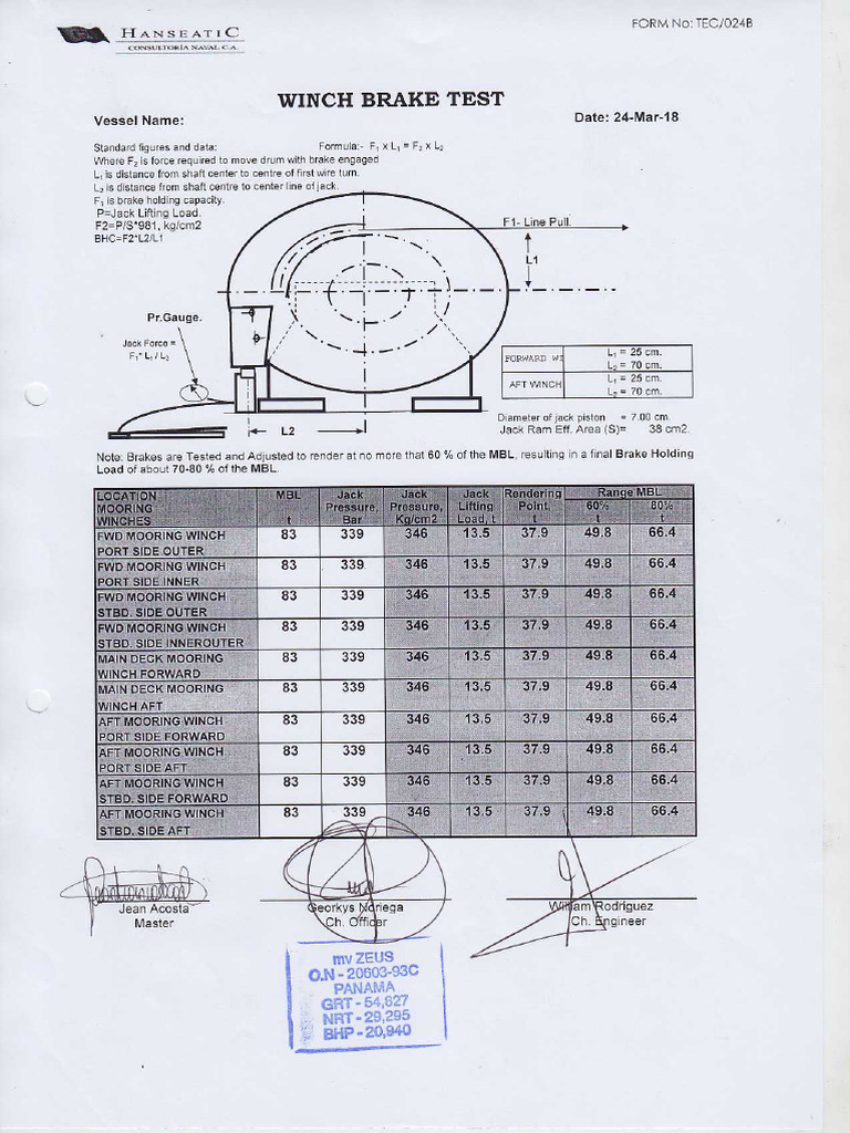 Winch Brake Test example | PDF | Vehicles