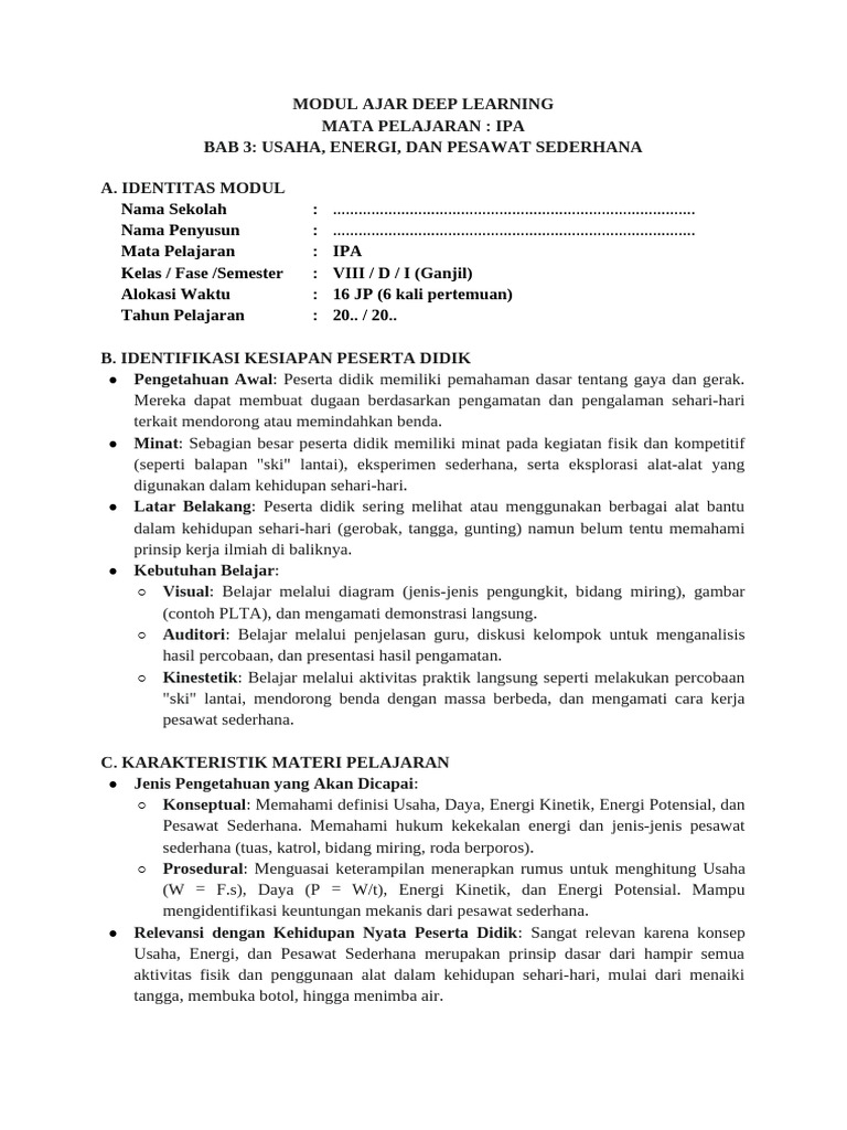 Modul Ajar Deep Learning IPA Kelas 8 | PDF