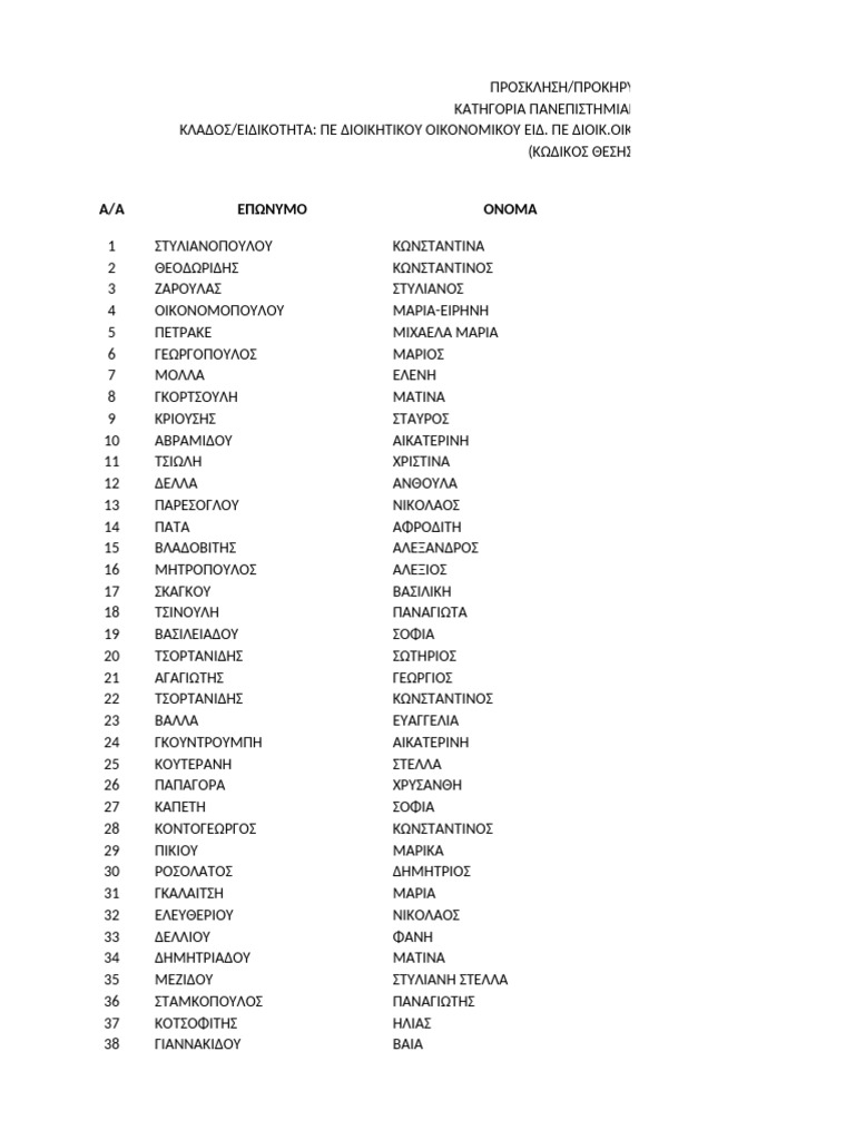 109 ΠΕ ΔΙΟΙΚΗΤΙΚΟΥ ΟΙΚΟΝΟΜΙΚΟΥ ΕΙΔ. ΠΕ ΔΙΟΙΚ.ΟΙΚ. ή ΠΕ ΔΙΕΚΠΕΡ.ΥΠΟΘ ...