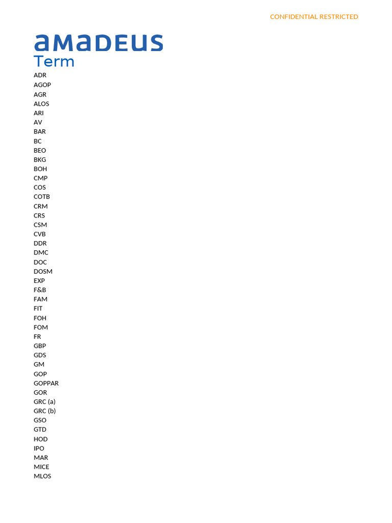 Hotel Terminology and Abbreviations Guide | PDF | Revenue | Hotel