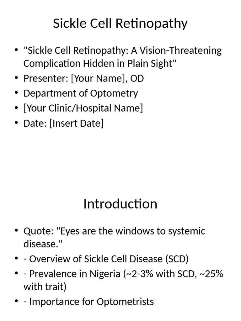 Sickle Cell Retinopathy Grand Rounds | PDF | Human Eye | Medical ...