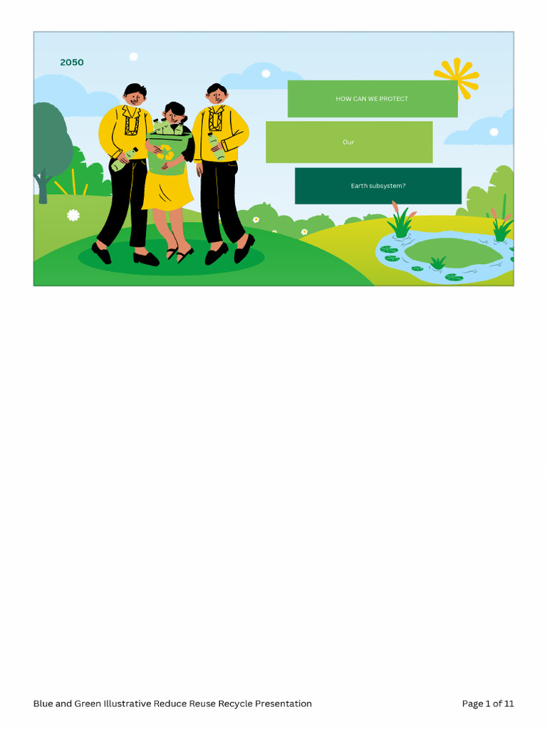 Blue and Green Illustrative Reduce Reuse Recycle Presentation ...
