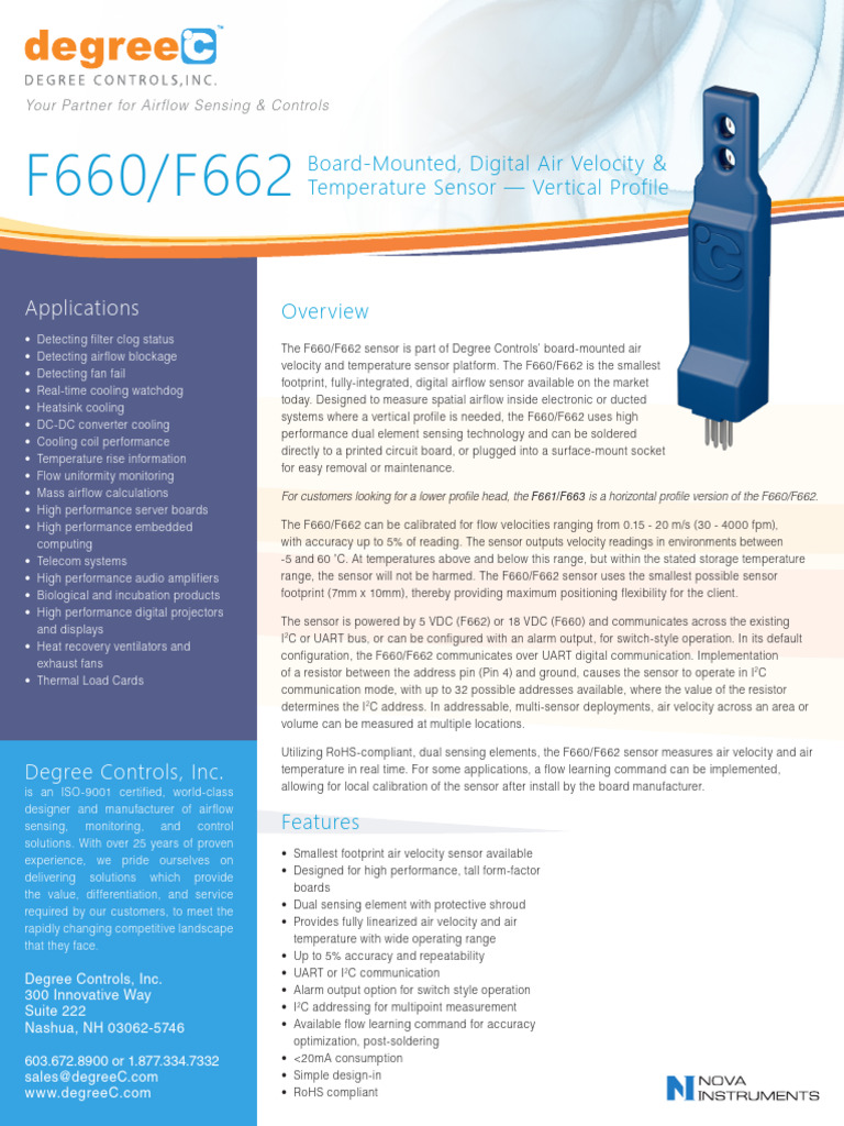 Board-Mounted, Digital Air Velocity & Temperature Sensor - Vertical ...