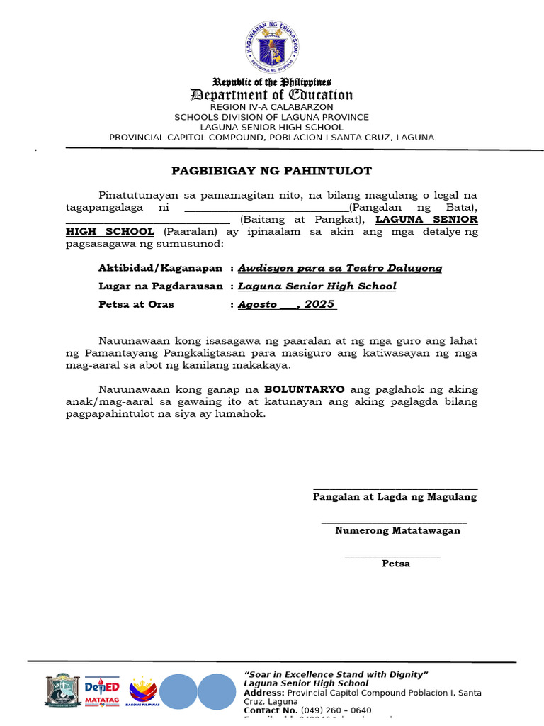 Waiver o Pagbibigay Pahintulot para Sa Awdisyon | PDF