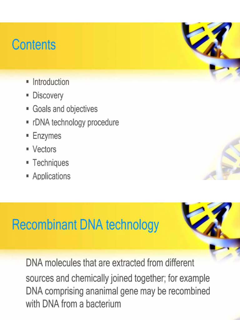 Recombinant DNA Technology | PDF