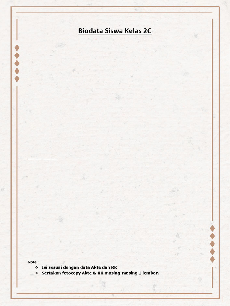 Biodata Siswa Kelas 2C | PDF