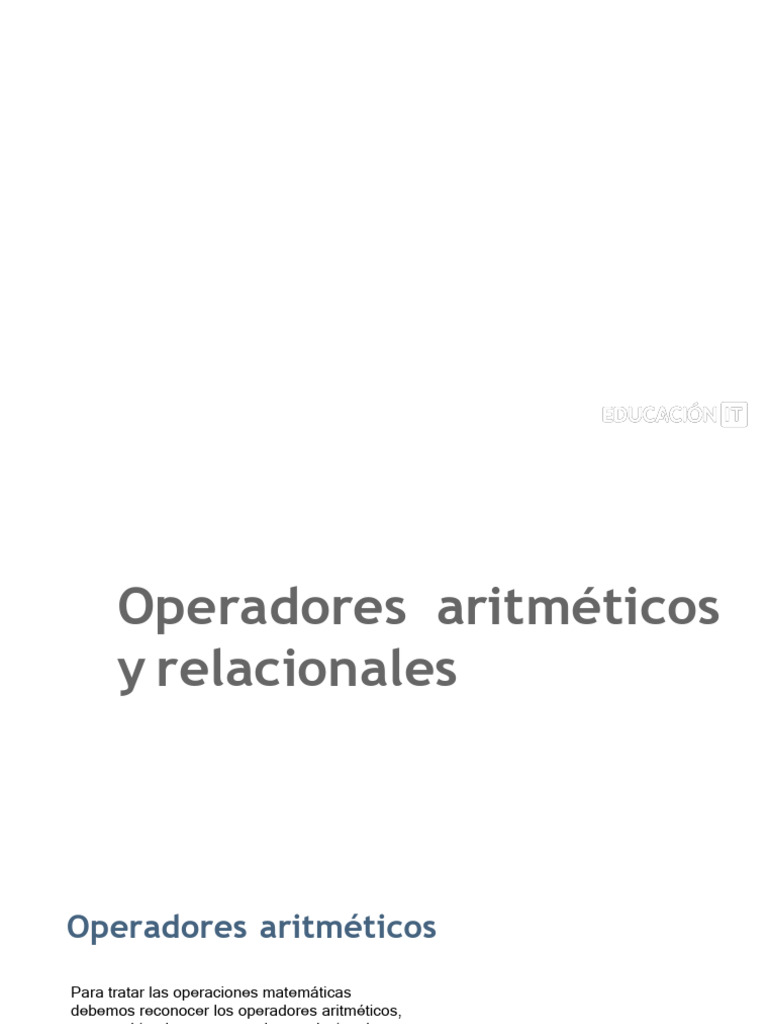 Operadores Aritm-Ticos y Relacionales | PDF | Operador (Matemáticas) | Multiplicación