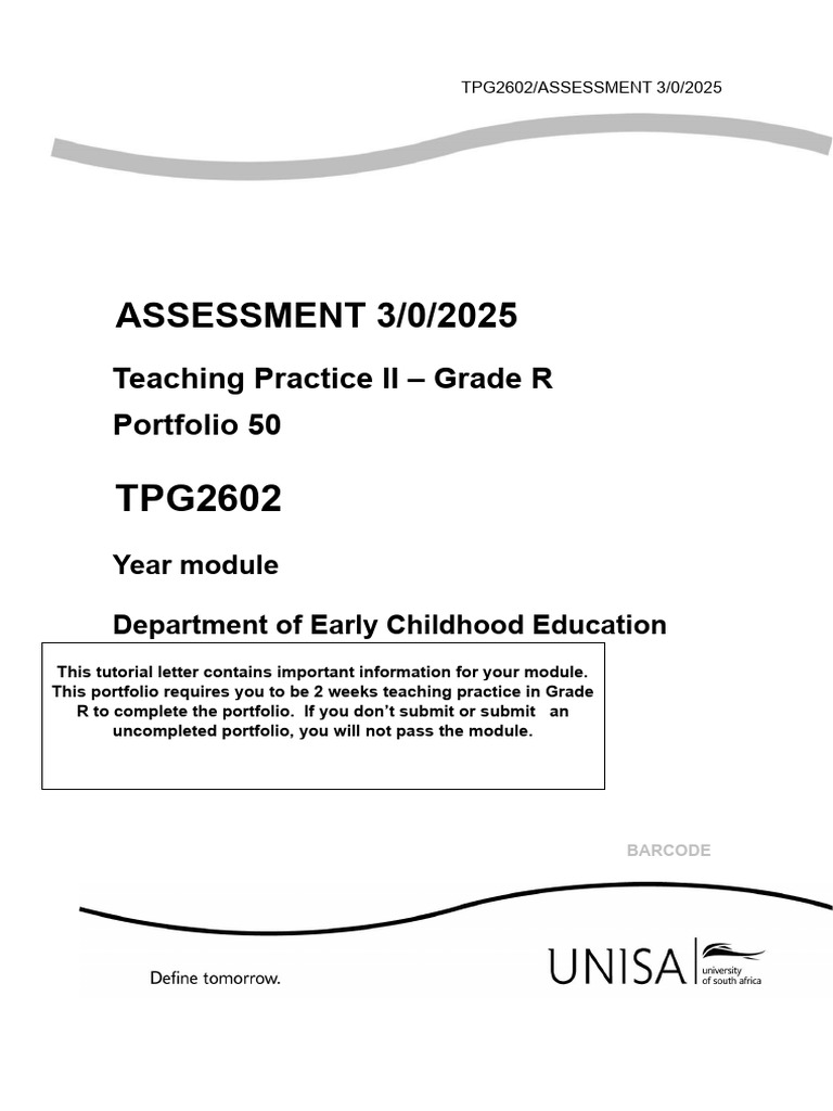 Grade R Teaching Practice Portfolio Guide | PDF | Educational ...