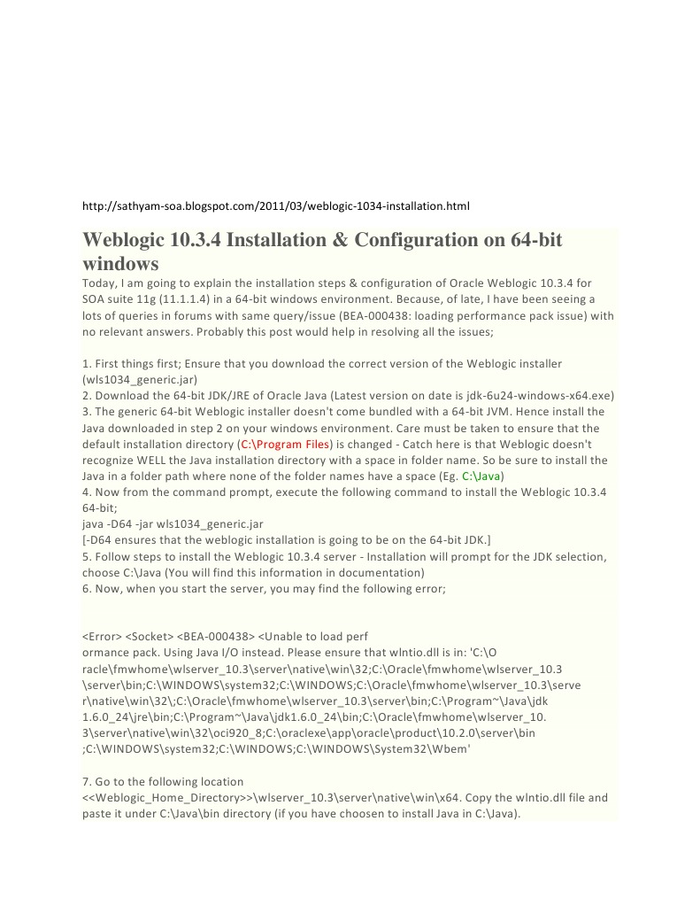 Weblogic 10.3.4 Installation & Configuration On 64-Bit Windows | PDF | Java Virtual Machine ...