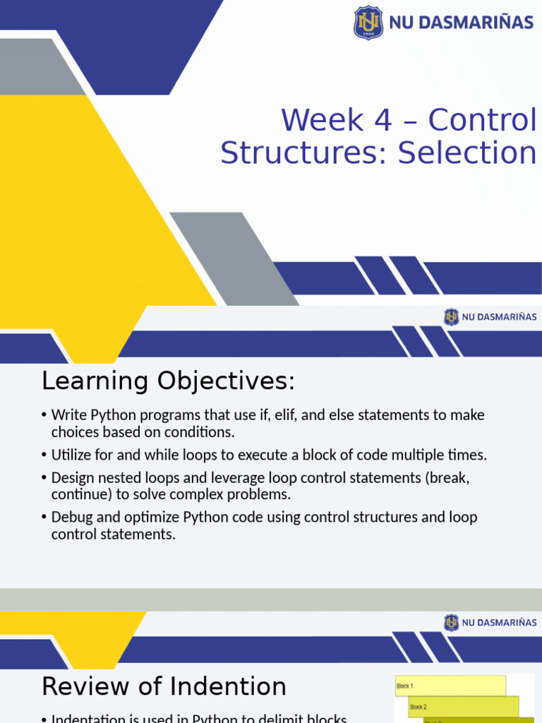 Week 4 - A Control Structures - Selection | PDF | Control Flow ...