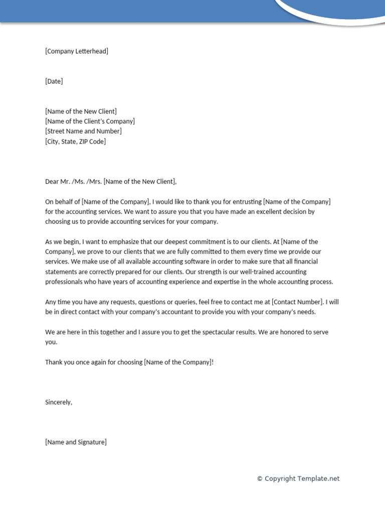 Business Welcome Letter For New Client | PDF