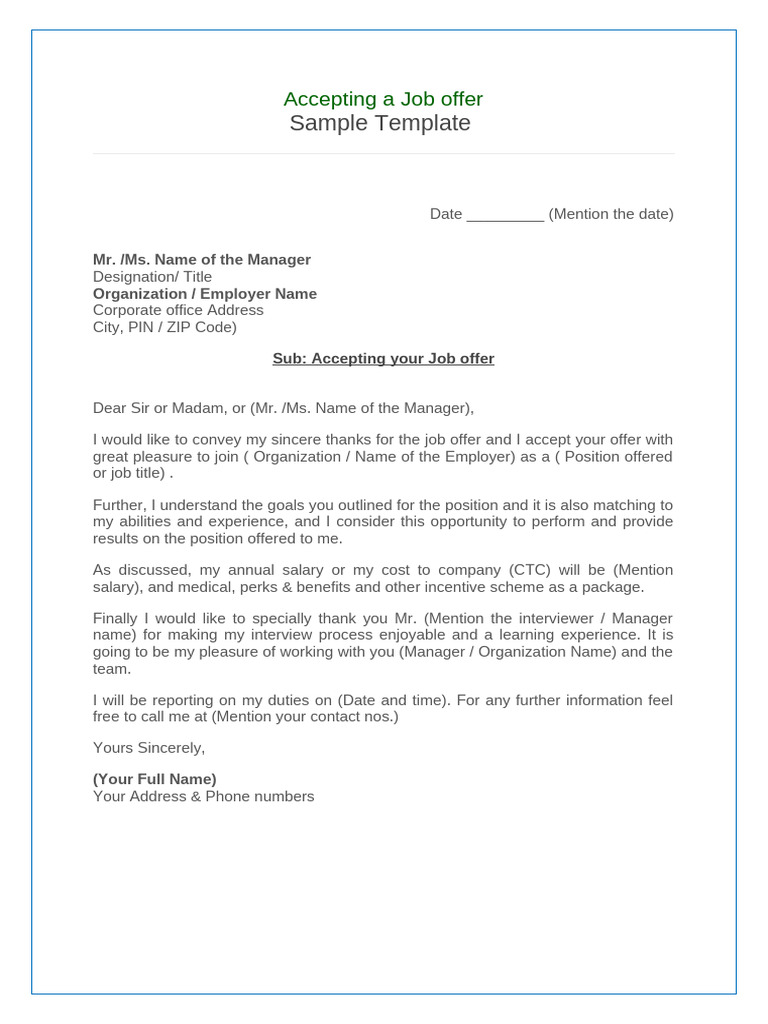Accepting A Job Offer | PDF