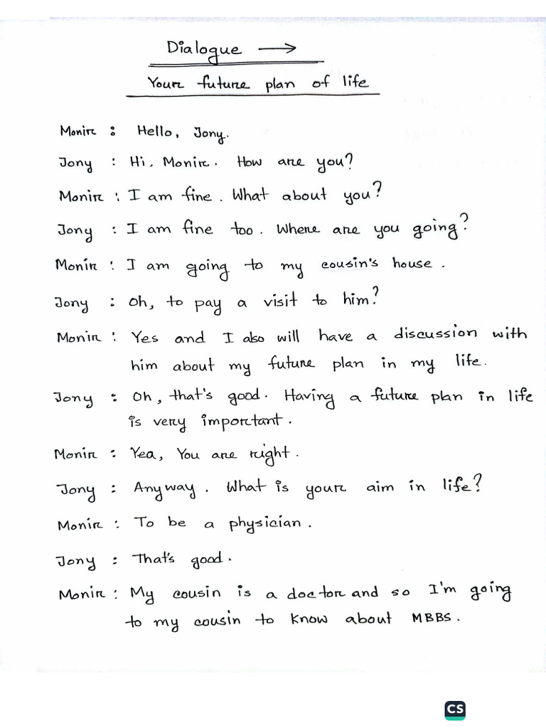 Dialogue (Future Plan of Life) | PDF