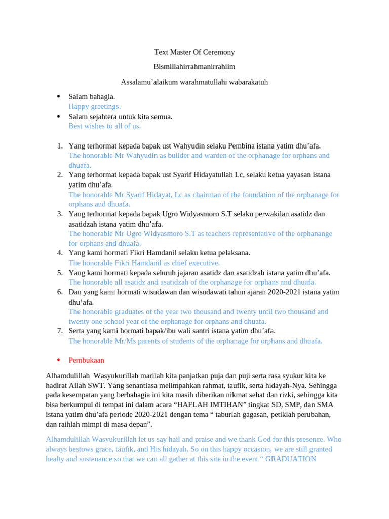 Text Master of Ceremony Conyoh Text MC Acara Formal | PDF