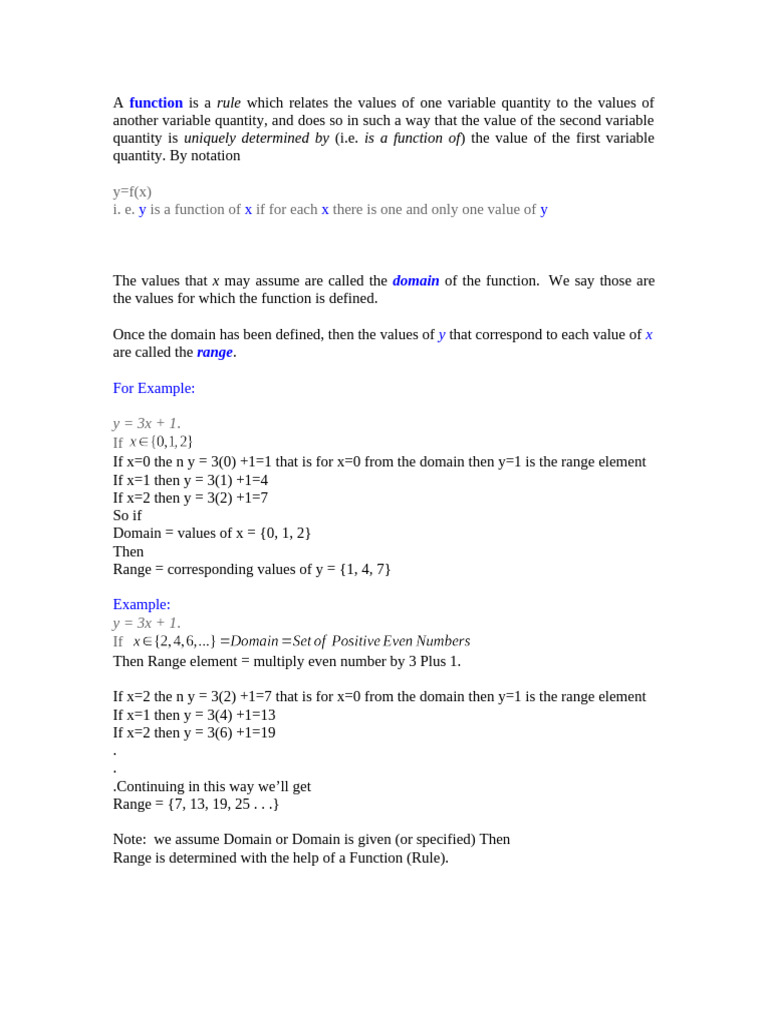 Understanding Functions: Domain and Range | PDF