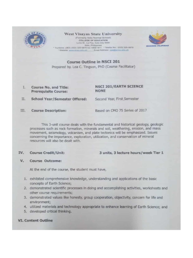 NSCI 201 Course Outline | PDF