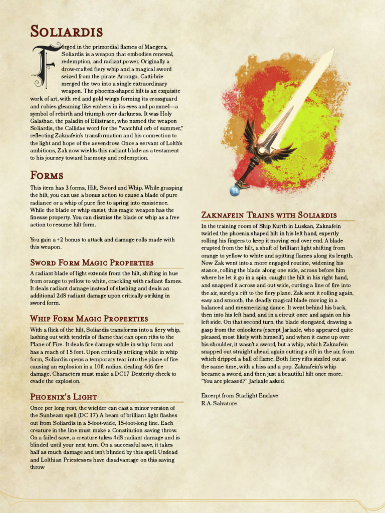 Soliardis - Zaknafein's Sun Blade | PDF | Sword