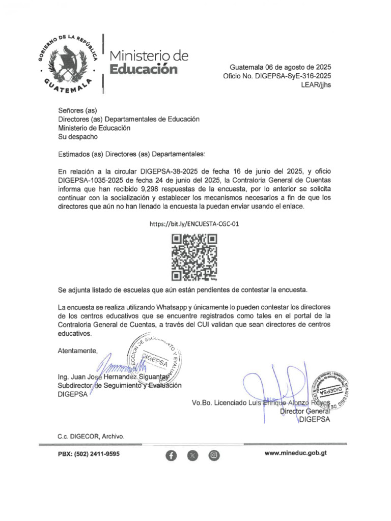 OFICIO DIGEPSA SYE-316-2025 DIDEDUC´S ENCUESTA | PDF