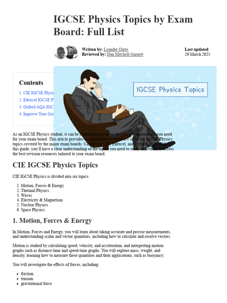 IGCSE Physics Topics Overview 2025 | PDF | Waves | Electromagnetic ...