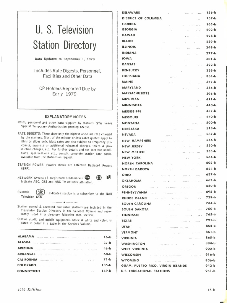 Broadcasting TV-Factbook-1979-Index | PDF | Broadcasting | Television