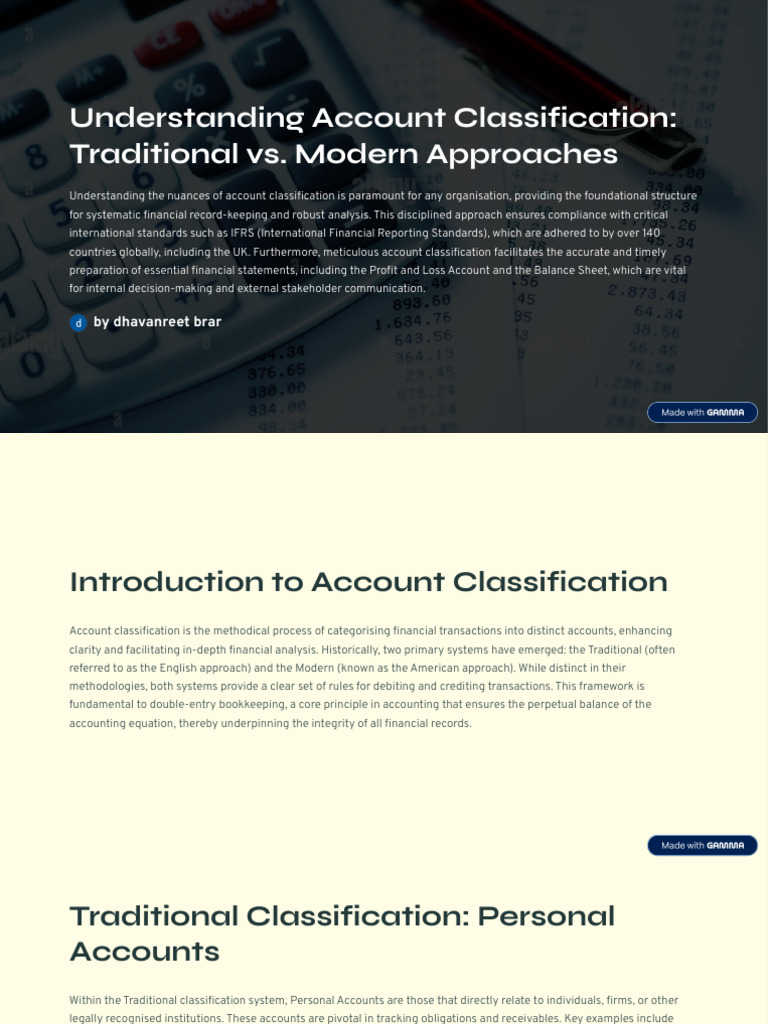 Understanding Account Classification Traditional Vs Modern Approaches | PDF | Debits And Credits ...