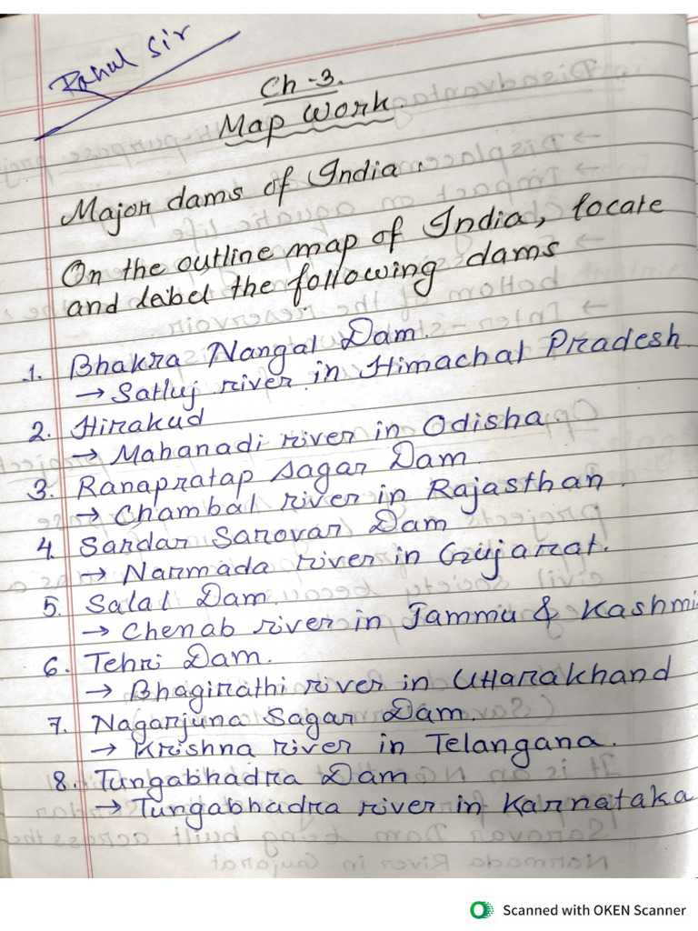 Ch 3 Map Work Major Dams | PDF