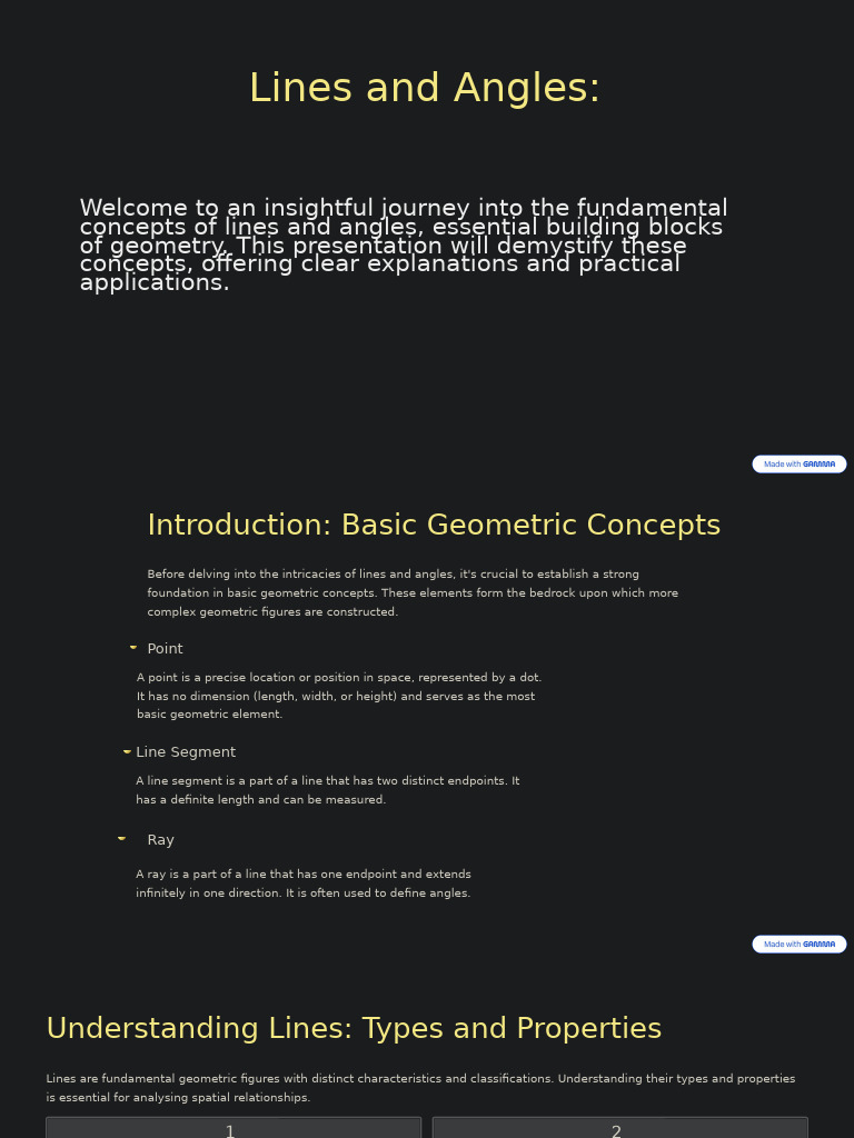 Lines and Angles a Class 9 Exploration (1) | PDF | Line (Geometry) | Angle