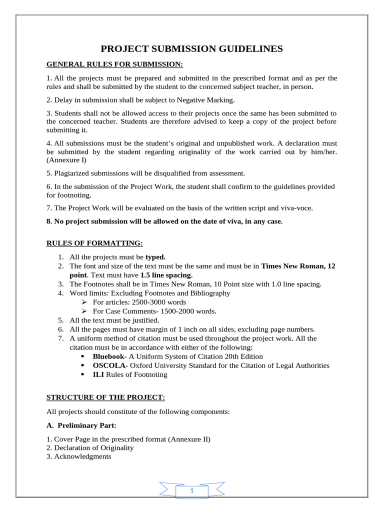 Project Submission Guidelines | PDF | Citation | Thesis